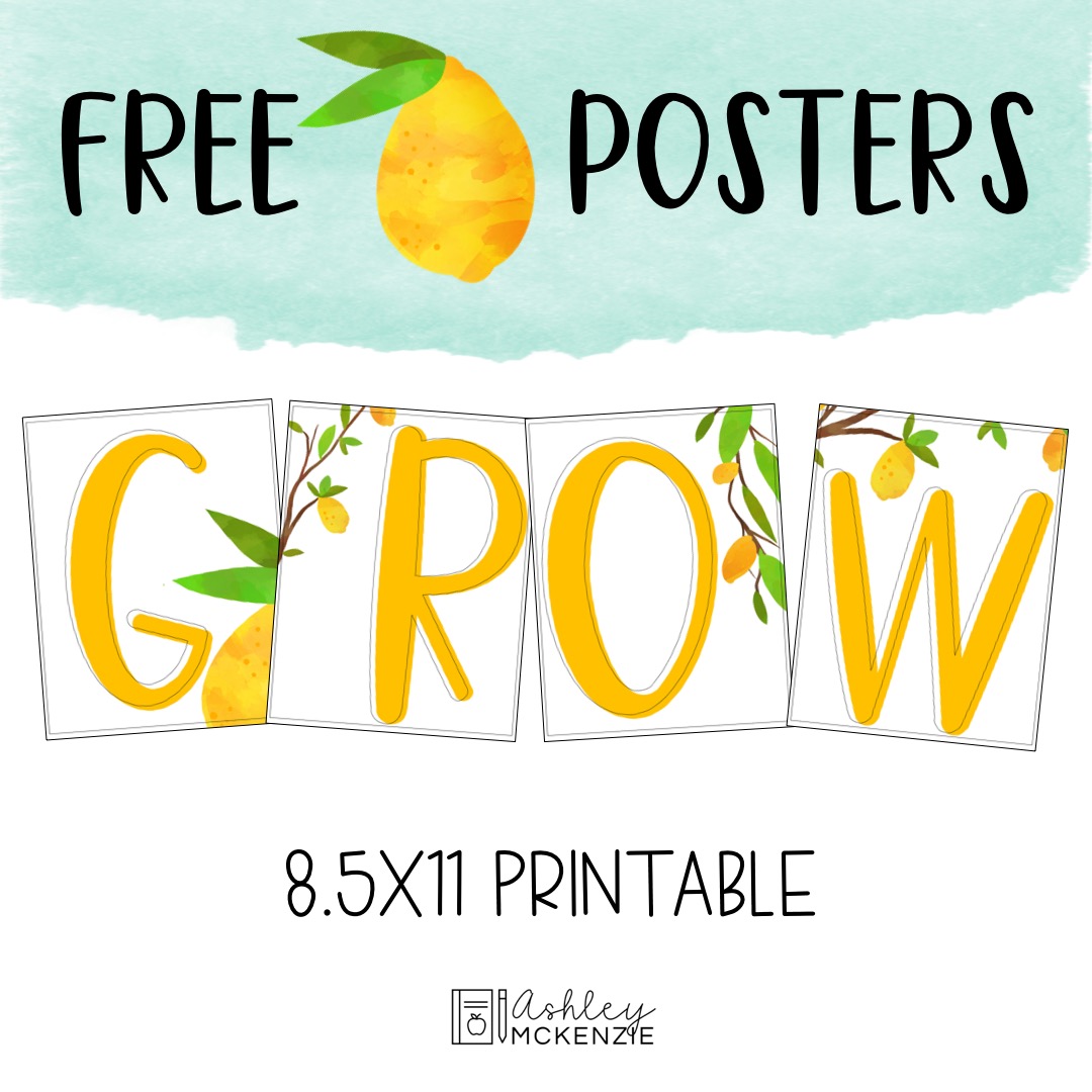 Free Lemon Classroom Posters - Ashley McKenzie Decor