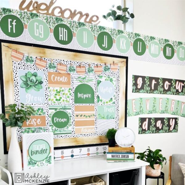 Modern Greenery Classroom Decor - Ashley McKenzie Decor