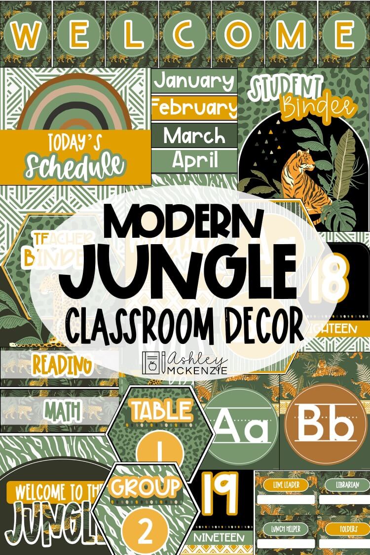 Modern Jungle Classroom Decor - Ashley McKenzie Decor