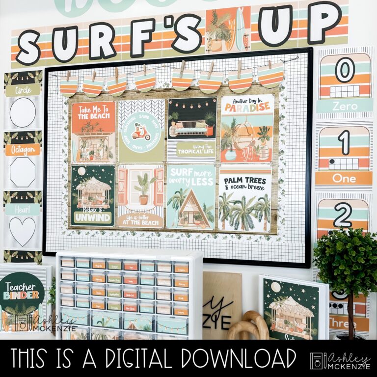 Tropical Surf Beach Themed Classroom Decor Bundle