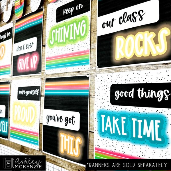 Neon Brights Themed Classroom Posters - Editable!